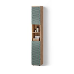BADSCHRANK Ronco Gr&uuml;n/Goldkraft Eiche 30 x 192 cm