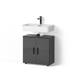 WASCHBECKENUNTERSCHRANK Ronco Anthrazit Hochglanz 60 x 59 cm