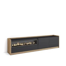 LOWBOARD, Schwarz Eiche, Elektrokamin, 207/37/50cm