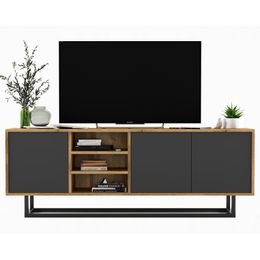 TV-LOWBOARD Apollo Eiche wotan Graphit Matt 150/53/35 cm
