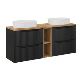 DOPPELWASCHTISCH 140.4cm Riva Schwarz und Holz