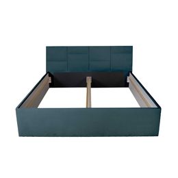 Halmon Schlafkomfort Betten POLSTERBETT Damas Blau 120 x 200 x 32 cm Mit hochwertiger Matratze H3 (bis 120 kg) und Lattenrost
