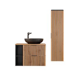 BADM&Ouml;BEL 80.6cm Gaia 2er-Set Holz in Eichenoptik und Schwarz