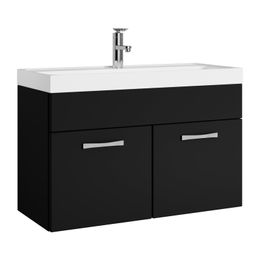 Badplaats BADM&Ouml;BEL-SET Paso 2 Teile Schwarz Matt - 80 x 35 x 55 cm
