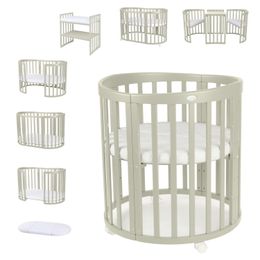 BABYBETT OLIVE OVAL 7in1 mit Matratze
