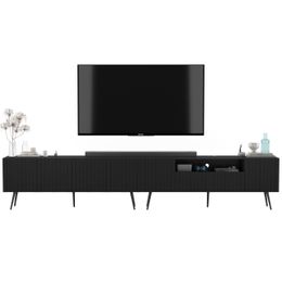 TV-LOWBOARD 2er-Set Elpis2 Schwarz matt mit schwarzen Metallbeinen 150 cm