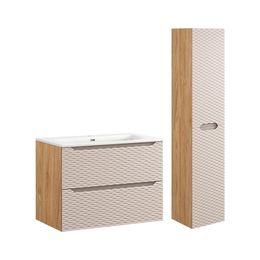 BADM&Ouml;BEL 80cm Elora 2er-Set Beige und Holz