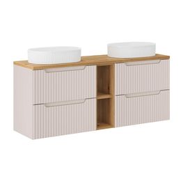 DOPPELWASCHTISCH 140.4cm Riva Kaschmir und Holz