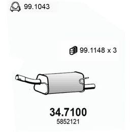 Asso Endschalld&auml;mpfer 347100 f&uuml;r Vaughall Opel