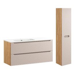 BADM&Ouml;BEL 120cm Elora 2er-Set Beige und Holz