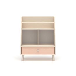 B&Uuml;CHERREGAL Alycia Beige - Korallenrosa - Holzeffekt