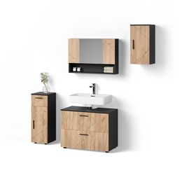 BADM&Ouml;BEL-SET Ronco Goldkraft Eiche/Anthrazit 4 Teile