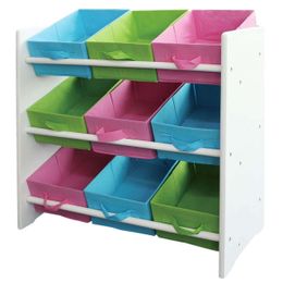 MCW KINDERREGAL HOLZ MIT BOXEN Wei&szlig;, Blau, Rot, Gr&uuml;n