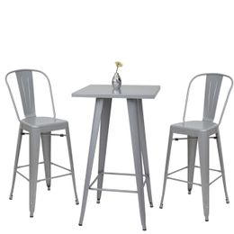 MCW STEHTISCH-SET METALL eckig Grau 3er-Set