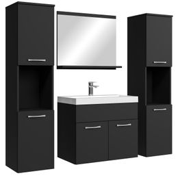 Badplaats BADM&Ouml;BEL-SET Montreal 5 Teile Schwarz Matt - 60 x 35 x 51 cm