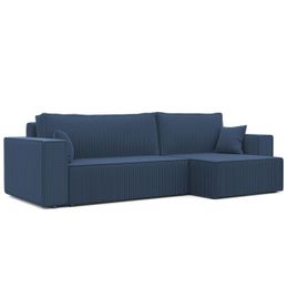ECKSOFA mit Schlaffunktion und Bettkasten, Blau