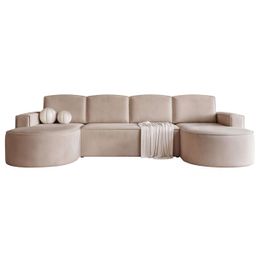 WOHNLANDSCHAFT U-Form mit Schlaffunktion, Braun