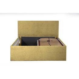 Halmon Schlafkomfort Betten POLSTERBETT Gent Gelb 120 x 200 x 40 cm Stauraum Mit hochwertiger Matratze H2 (bis 100 kg) und Lattenrost