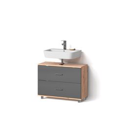 WASCHBECKENUNTERSCHRANK Eisak Anthrazit/Goldkraft Eiche 80 x 60.8 cm