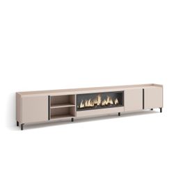 LOWBOARD, Beige, 315/35/61cm, Kamin mit Feuereffekt XXL