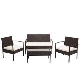 MCW POLY-RATTAN GARNITUR Braun, Cremewei&szlig;