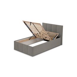 Halmon Schlafkomfort Betten POLSTERBETT Dalas Granitgrau 140 x 200 x 40 cm Bettkasten Mit hochwertiger Matratze H3 (bis 120 kg) und Lattenrost