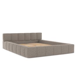 POLSTERBETT Milos mit Stauraum 180/200 cm Beige im Bubble Stoff