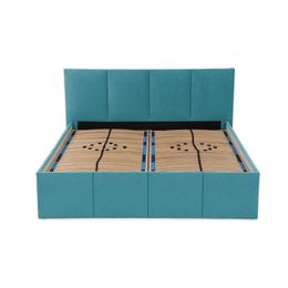 Halmon Schlafkomfort Betten POLSTERBETT Dalas Blau 180 x 200 x 40 cm Stauraum Mit hochwertiger Matratze H2 (bis 100 kg) und Lattenrost