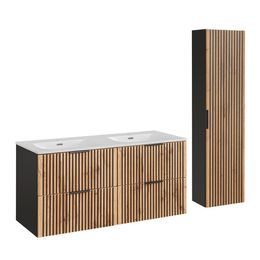 BADM&Ouml;BEL 120.4cm Gaia 2er-Set Holz in Eichenoptik und Schwarz