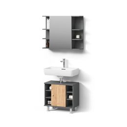 BADM&Ouml;BEL-SET Fucino Anthrazit/Goldkraft Eiche 2 Teile