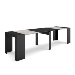KONSOLENTISCH ausziehbar 58 bis 302cm, f&uuml;r 14 G&auml;ste, zementgrau, 90/58/77cm