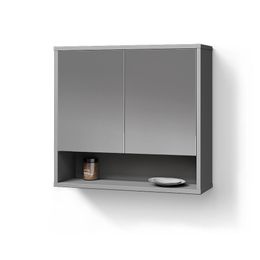 BADSPIEGELSCHRANK ATERNO Grau 70 x 65 cm mit 2 T&uuml;ren