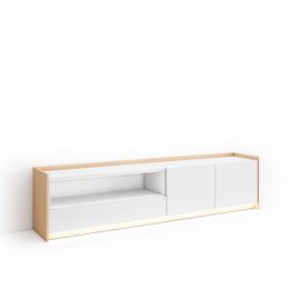 LOWBOARD, Wei&szlig; und Eiche, 207/37/50cm, mit Led