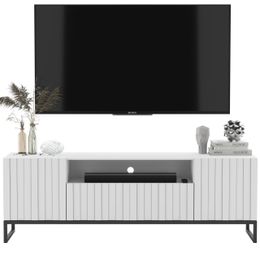 TV-SCHRANK Elpis2 Wei&szlig; Matt mit Metallrahmen Glamour 150 cm