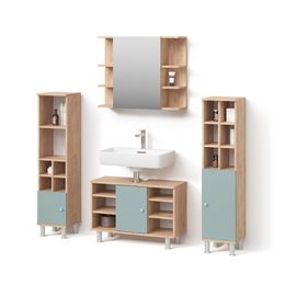 BADM&Ouml;BEL-SET Fucino Gr&uuml;n 4 Teile, mit Midischr&auml;nke