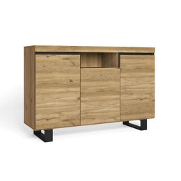 SIDEBOARD eiche/schwarz, 140/40/92cm