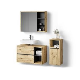 BADM&Ouml;BEL-SET Vomano Braun 3 Teile, mit Midischrank