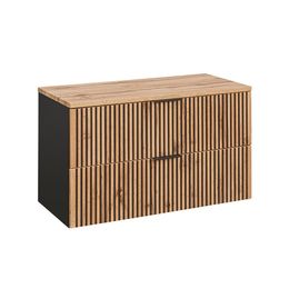 WASCHTISCHUNTERSCHRANK 100.6cm Gaia Holz in Eichenoptik und Schwarz