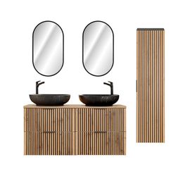 BADM&Ouml;BEL 120.6cm Gaia 2er-Set Holz in Eichenoptik und Schwarz