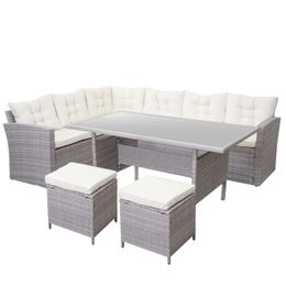 MCW POLY-RATTAN-GARNITUR Hellgrau