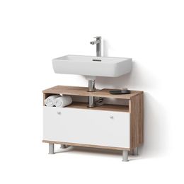 WASCHBECKENUNTERSCHRANK Fucino Sonoma/Wei&szlig; 80.2 x 54 cm mit Schublade