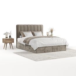 POLSTERBETT Vienna mit Stauraum 120/200 cm Beige im Lotta Stoff