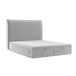 POLSTERBETT Tuvalu mit Stauraum 200/200 cm Hellgrau im Lotta Stoff