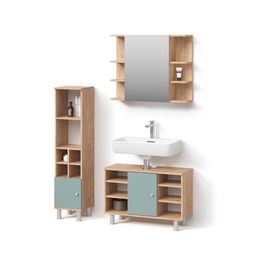 BADM&Ouml;BEL-SET Fucino Gr&uuml;n 3 Teile, mit Midischrank T&uuml;r klein