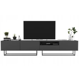 TV-LOWBOARD 2-er Set Enjoy Grau Matt Schublade mit Metallrahmen 120 cm