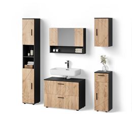 BADM&Ouml;BEL-SET Ronco Goldkraft Eiche/Anthrazit 5 Teile