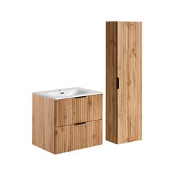 BADM&Ouml;BEL 60.2cm Adriel 2er-Set Holz in Eichenoptik