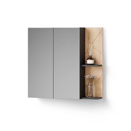 SPIEGELSCHRANK Ronco Anthrazit/Goldkraft Eiche 80 x 75 cm