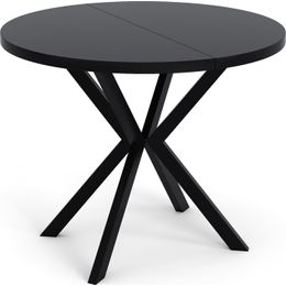 ESSTISCH Valeo runder ausziehbarer, Schwarz 100-180/100/76 cm