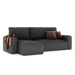 ECKSOFA mit Schlaffunktion und Bettkasten, Schwarz